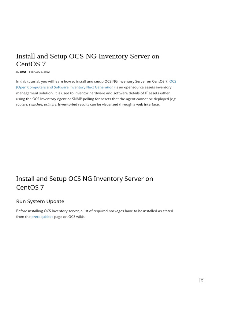 Install and Setup OCS NG Inventory Server On CentOS 7 | PDF | Apache Http Server | Internet & Web