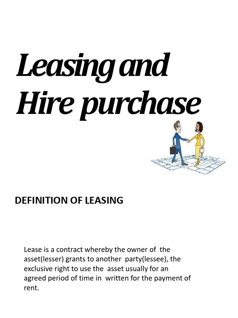 Unit-4Leasing and Hire Purchase | PDF | Lease | Renting