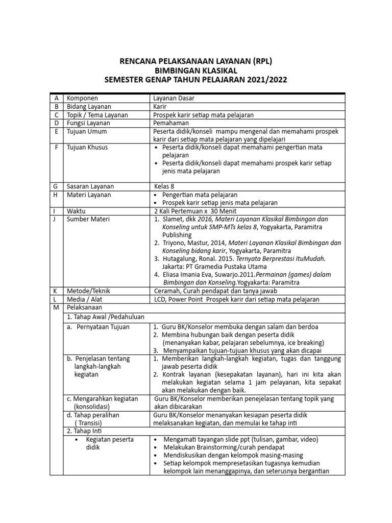 RPL PROSPEK KARIR SETIAP MAPEL (Ganjil) | PDF