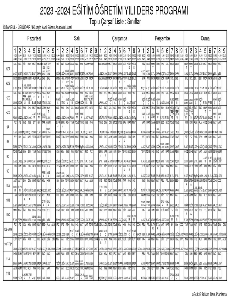 20-11-2023 Sinif Programlari | PDF