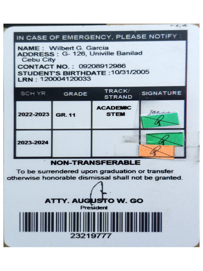 Garcia Id Front and Back | PDF
