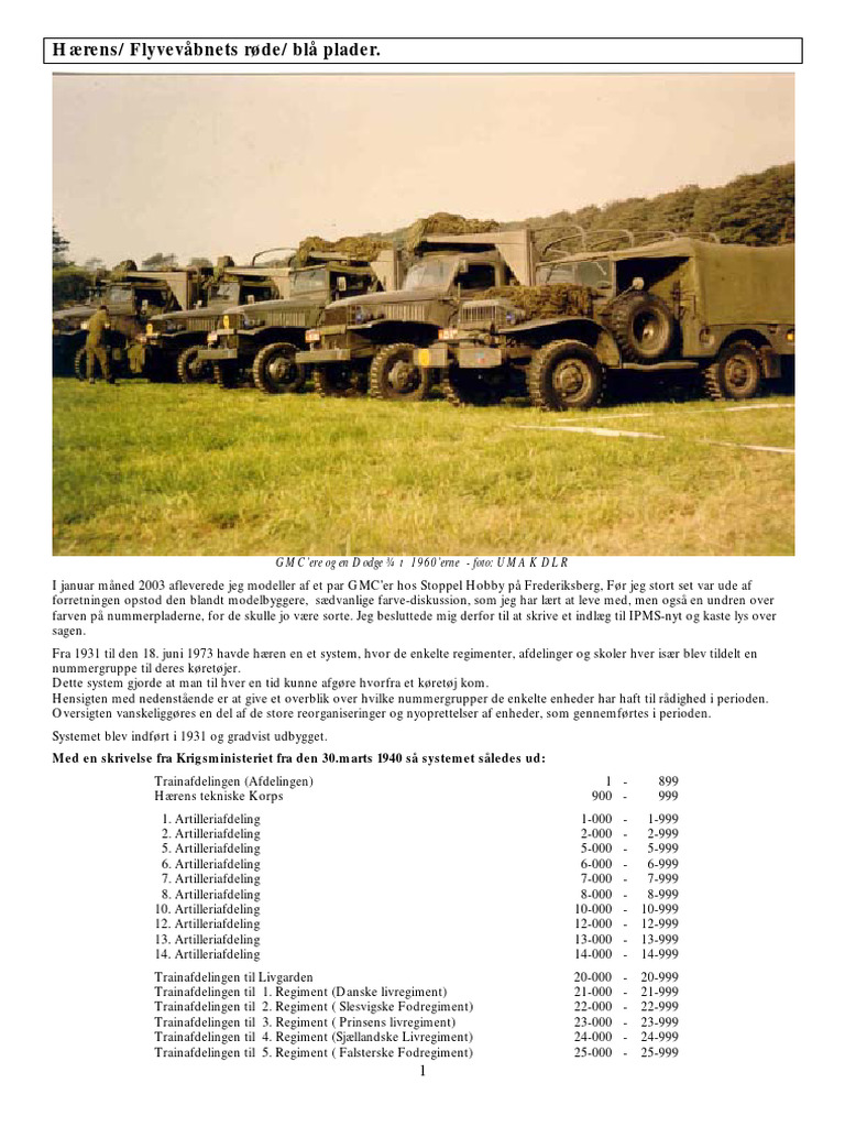 Haerens Nummerplader | PDF