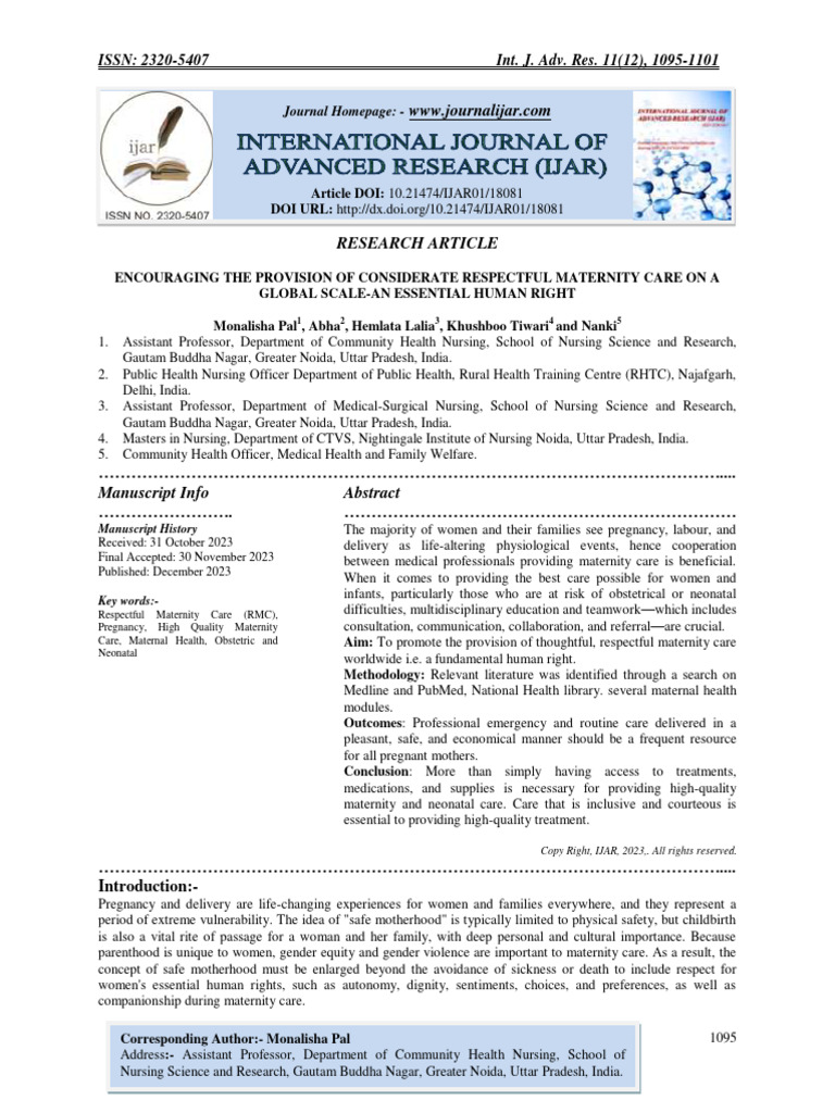 Encouraging The Provision of Considerate Respectful Maternity Care On A ...