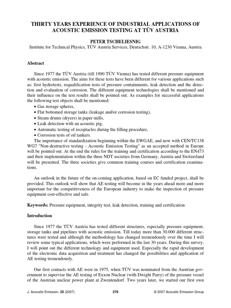 TUV Austria (Paper) | PDF | Nondestructive Testing | Leak