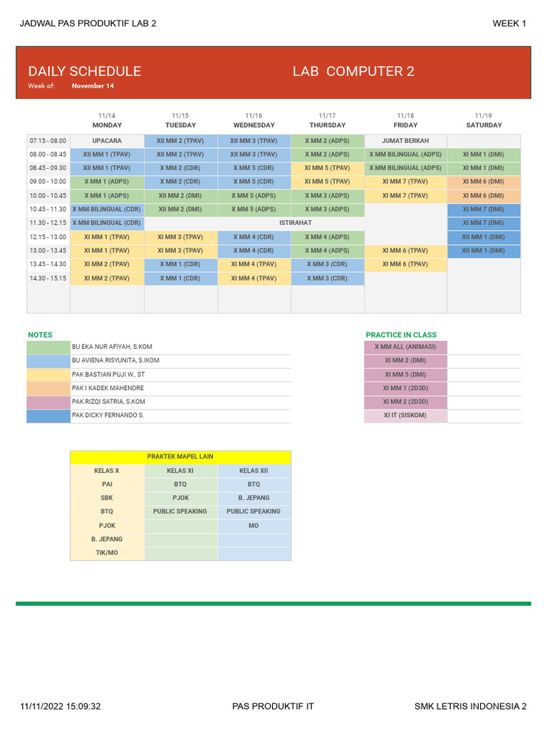 JADWAL PAS PRODUKTIF LAB 2 | PDF