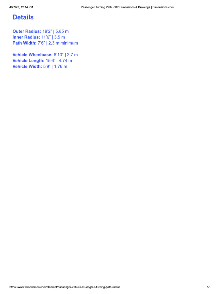 Passenger Car Dimensions Data | PDF