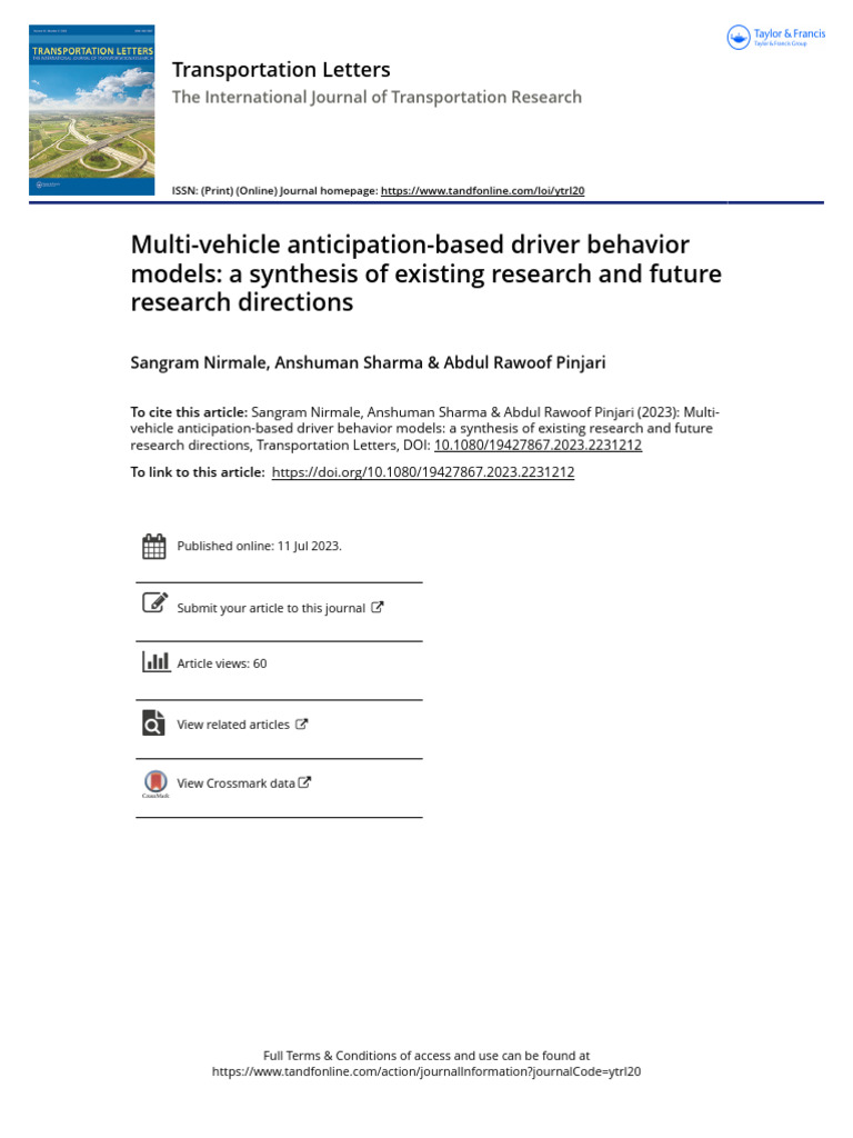 2023 07 28 Multi Vehicle Anticipation Based Driver Behavior Models A