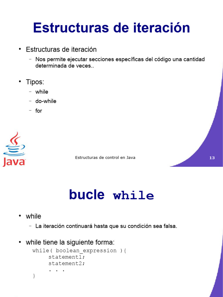 Java EstructurasControl Bucles | PDF | Flujo de control | Java ...