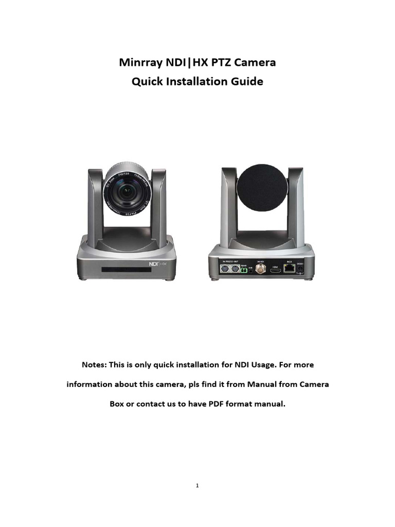 Minrray NDI|HX Camera Setup Guide | PDF