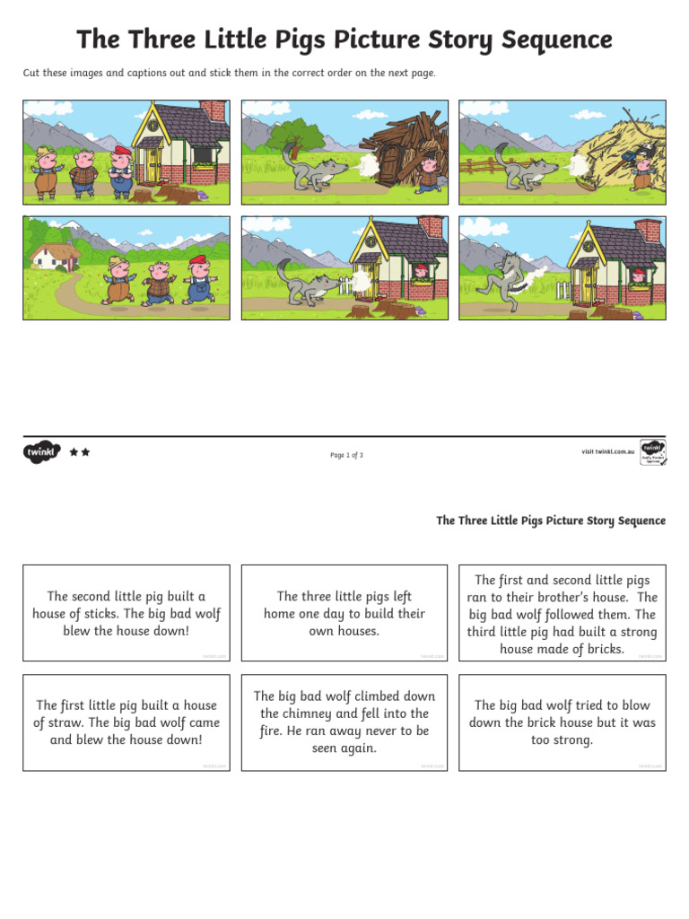 Au L 53519 Three Little Pigs Sequencing Differentiated Worksheets - Ver ...