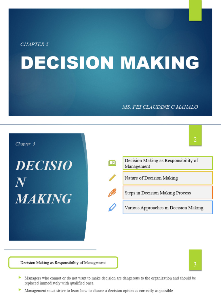 Chapter 5 Decision Making 2 | PDF | Decision Making | Evaluation