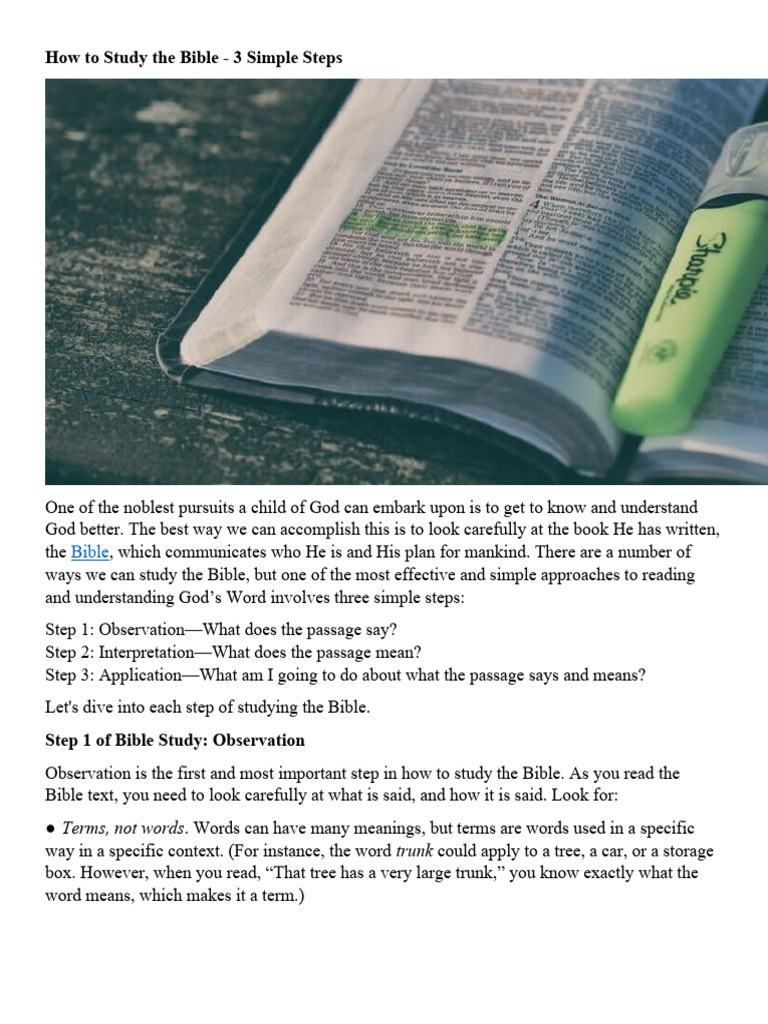 How To Study The Bible - Observation, Explanation, Application | PDF
