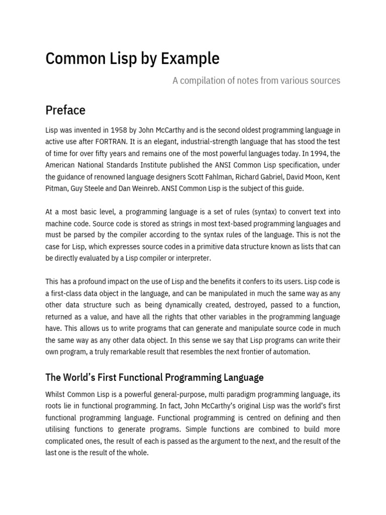 Common Lisp By Example Pdf Variable Computer Science Programming 5225