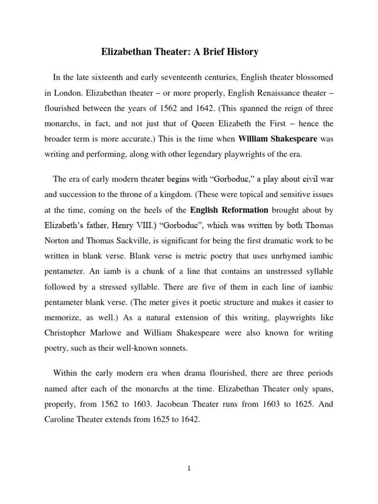 Elizabethan Theater | PDF | Hamlet | William Shakespeare