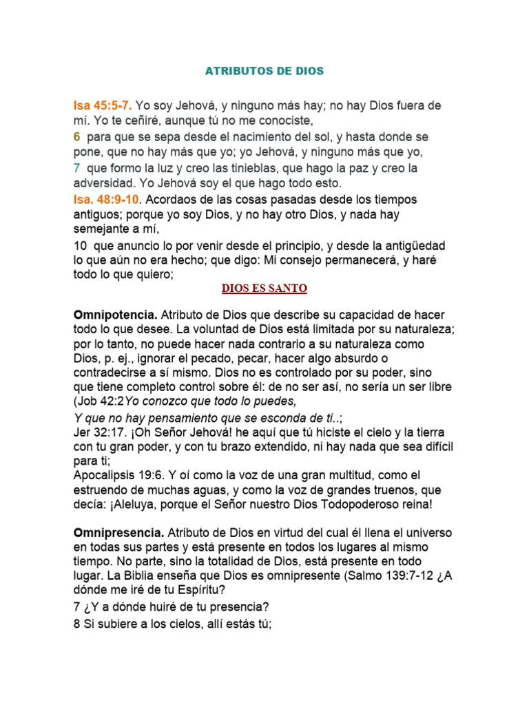 Atributos de Dios | PDF | Dios | Teología