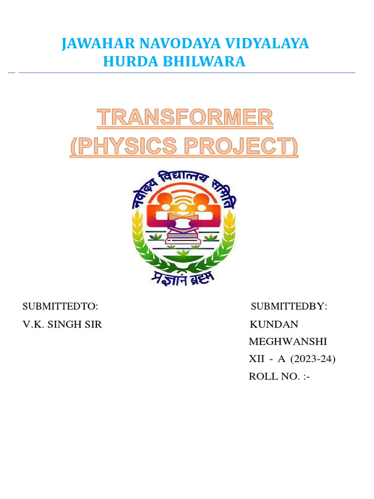 Jawahar Navodaya Vidyalaya Hurda Bhilwara | PDF | Transformer | Inductor