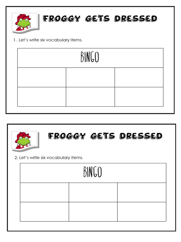 Froggy Gets Dressed Bingo | PDF