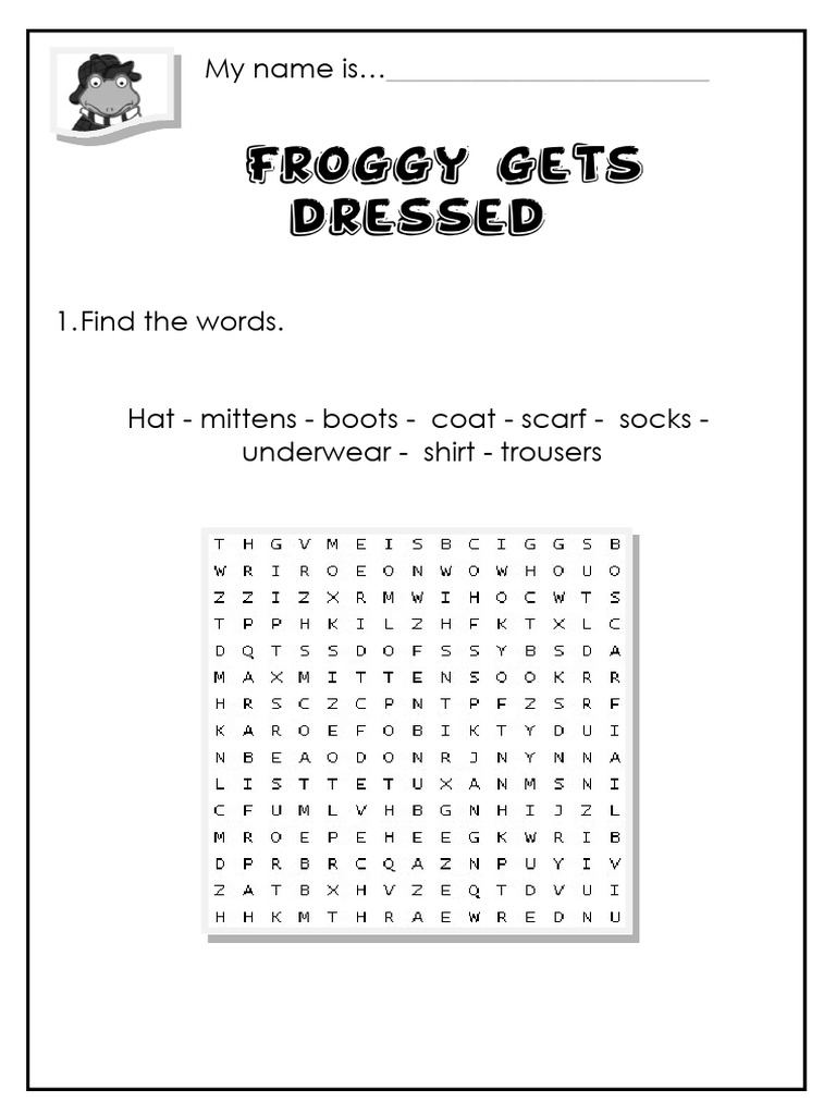 Froggy Gets Dressed Wordsearch | PDF