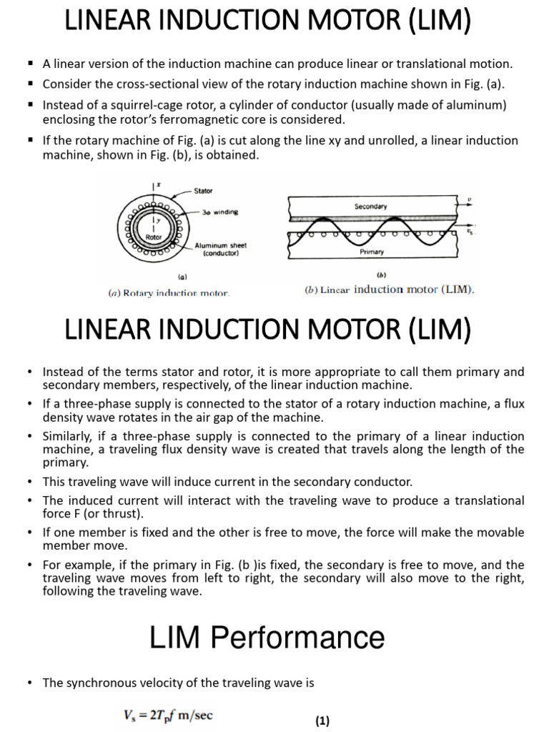 Linear Induction Motor (Lim) | PDF | Electric Motor | Electrical Equipment