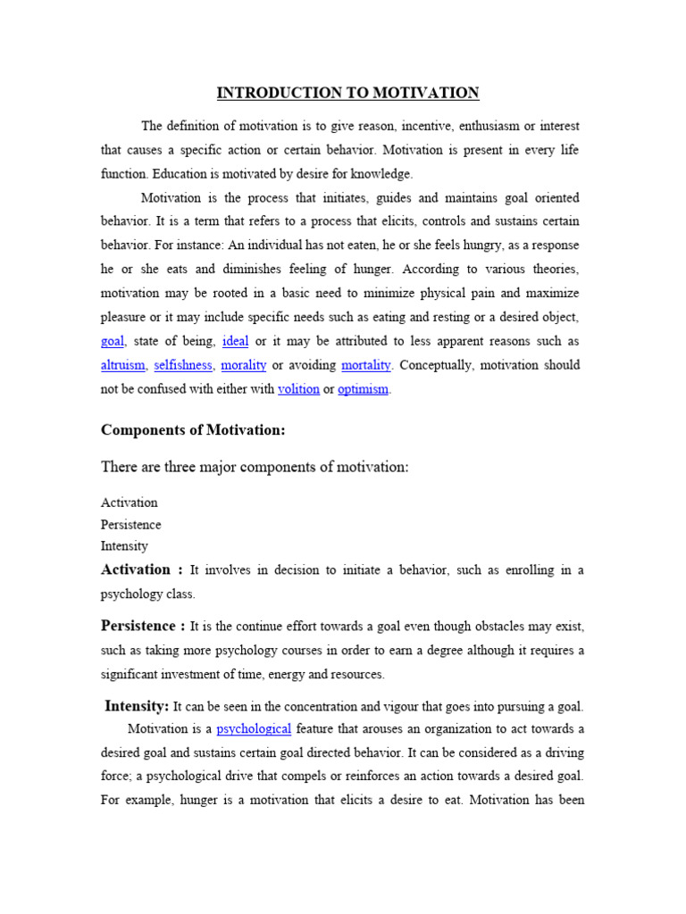 Introduction To Motivation | PDF | Motivation | Motivational