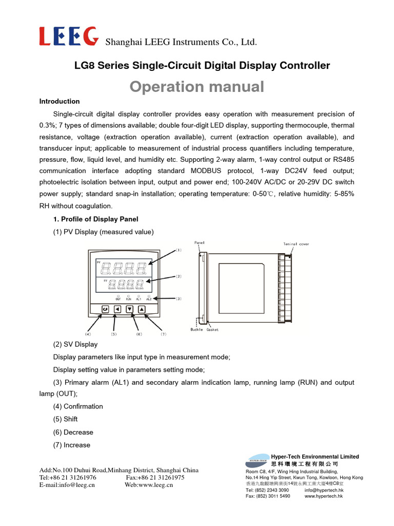 'LEEG' Panel Transmitter LG8 - Manual | PDF