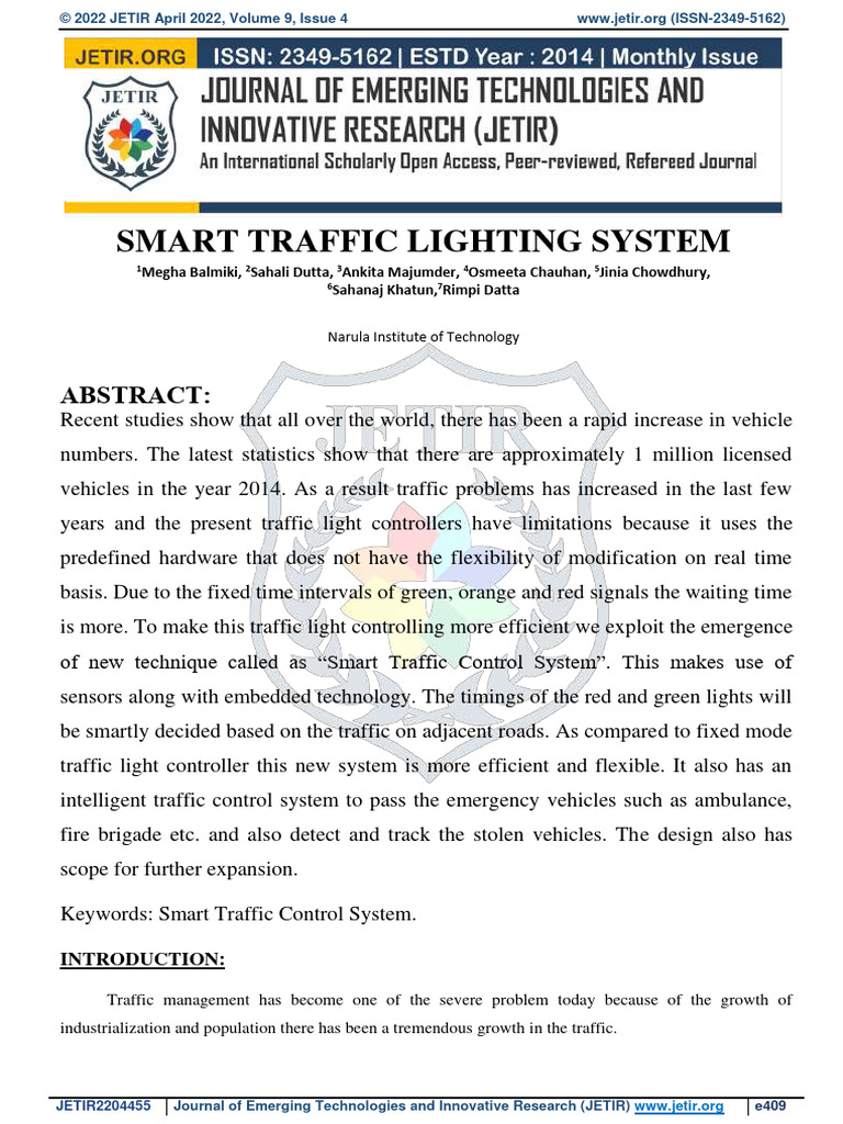 JETIR2204455 | PDF | Traffic | Traffic Light