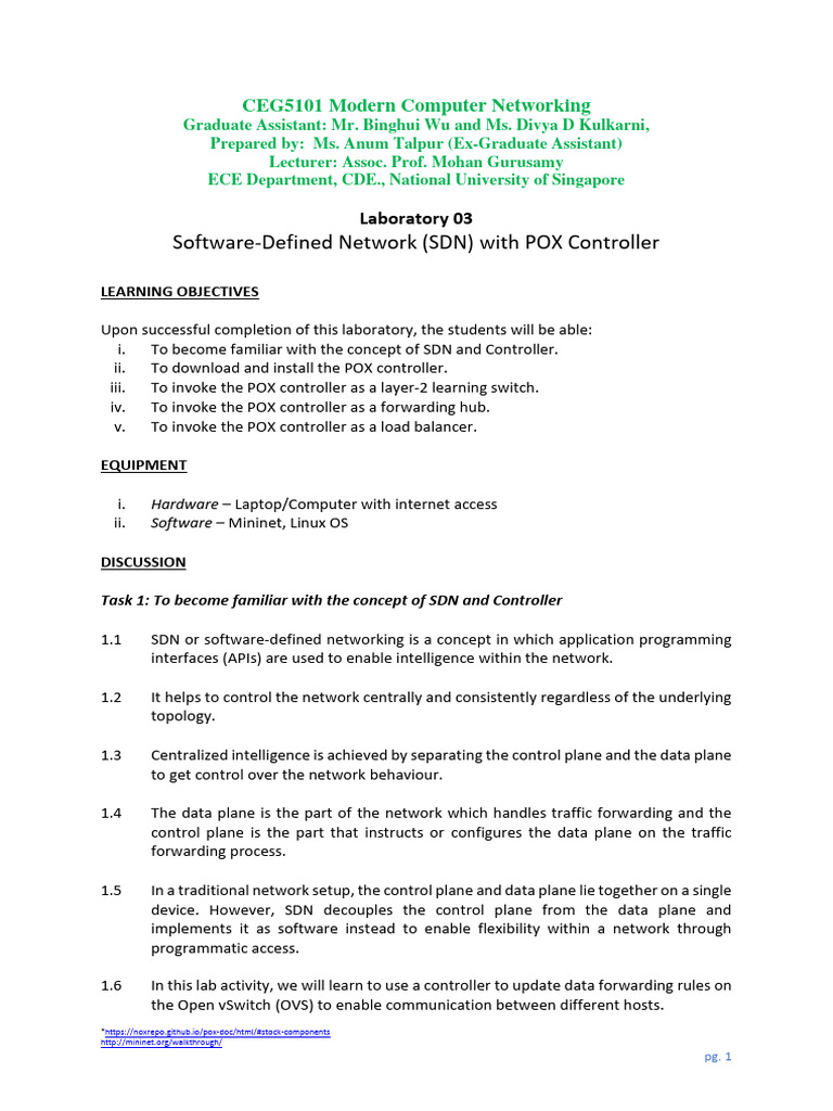 CEG5101 Lab03 | PDF | Load Balancing (Computing) | Network Switch