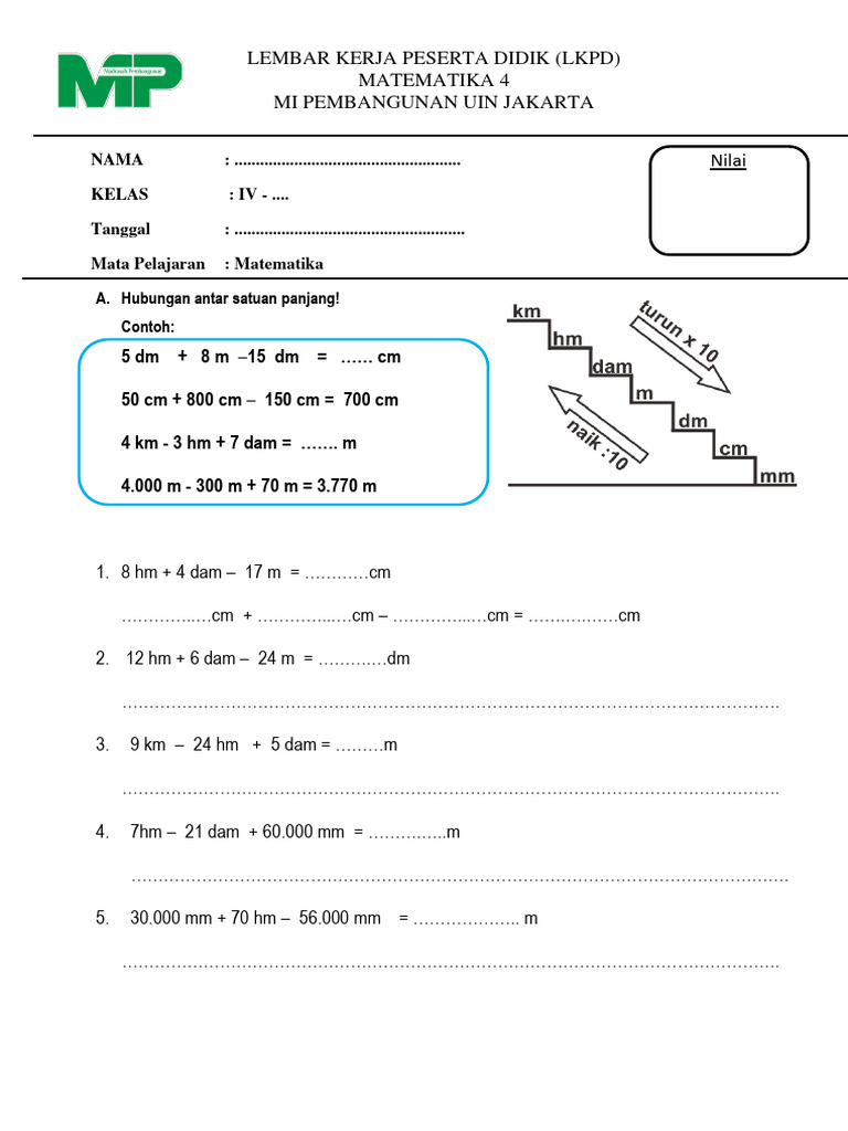 LKPD Hubungan Antar Satuan Panjang Part 1 | PDF