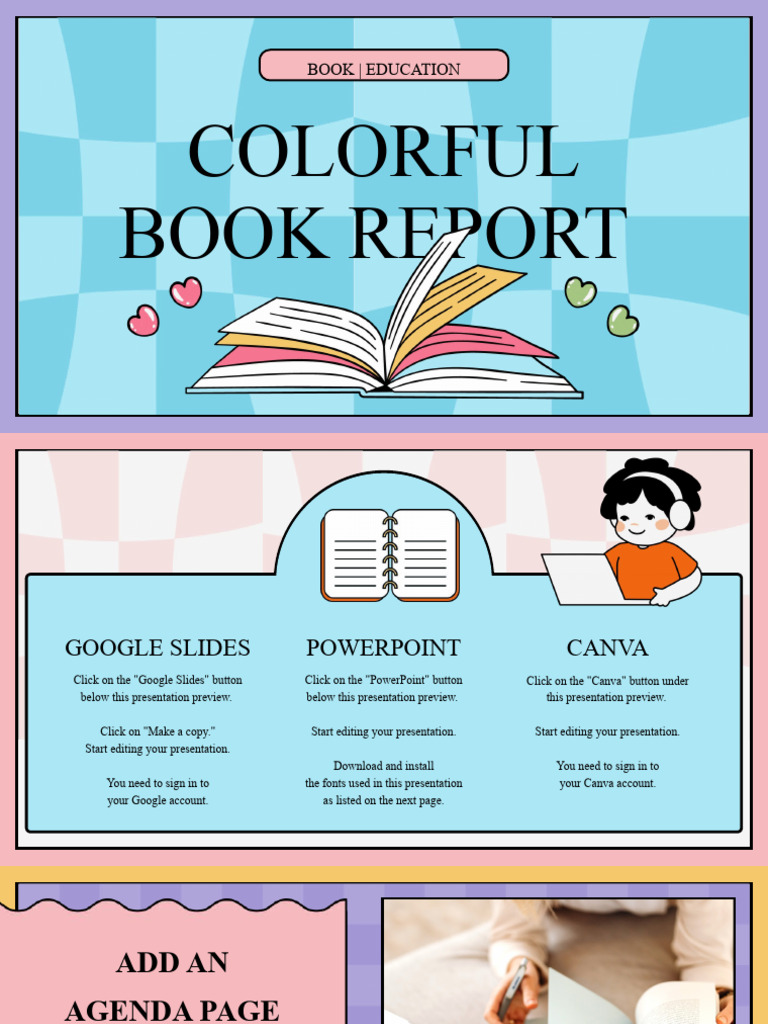 Pastel Checkerboard Scrapbook Colorful Book Report Presentation | PDF ...