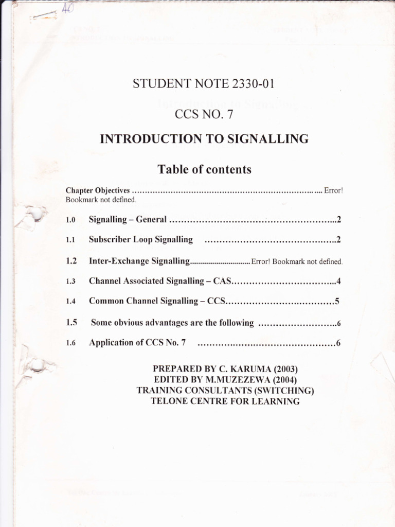 CCS7 2330-01 Introduction To Signalling | PDF