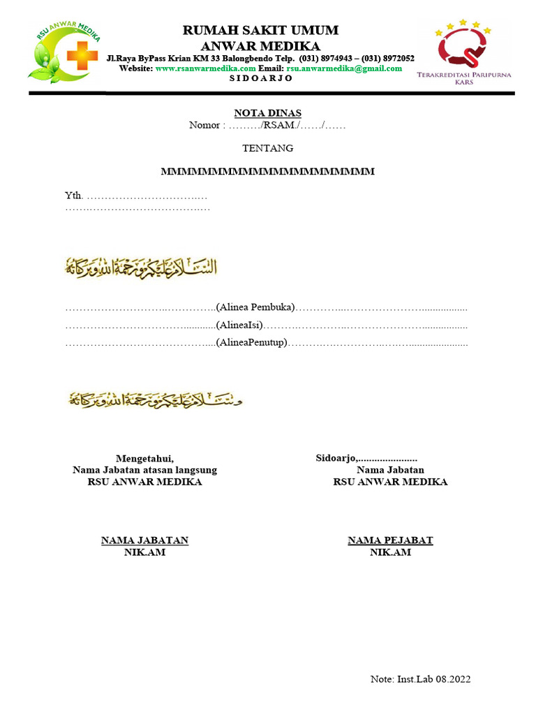 Format Nota Dinas | PDF