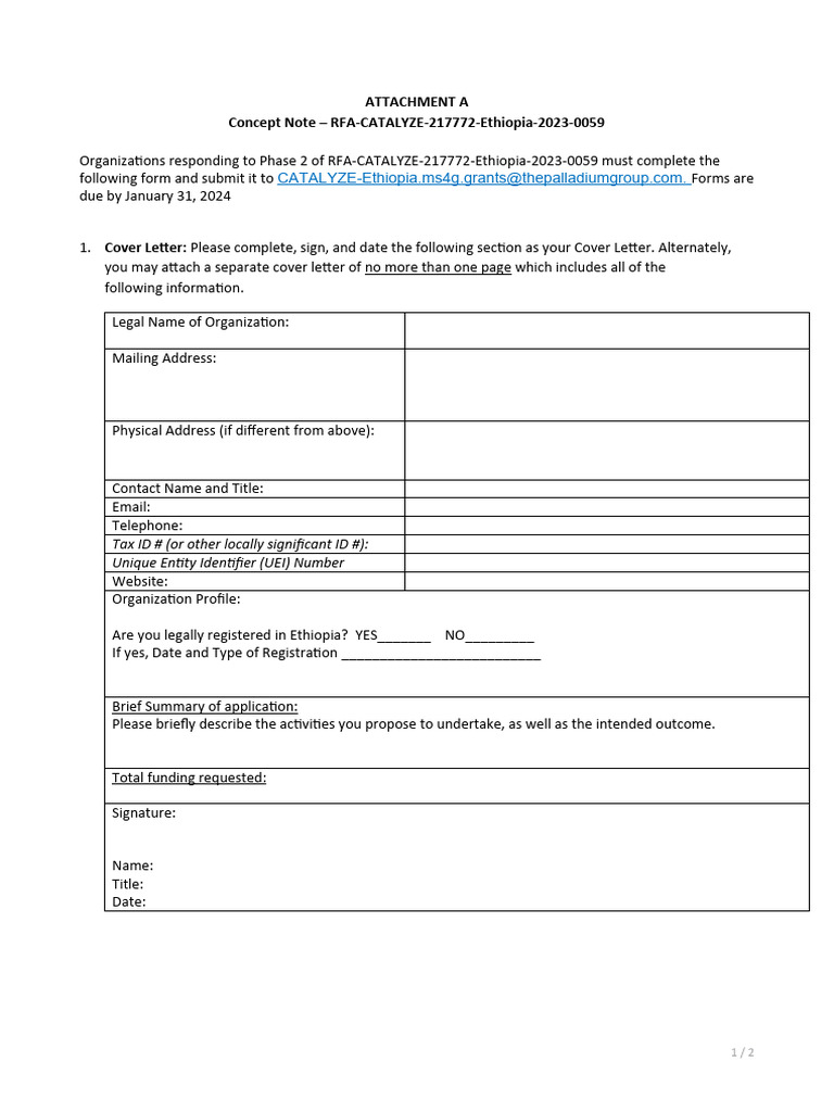 Attachment A - Concept Note Template | PDF | Business