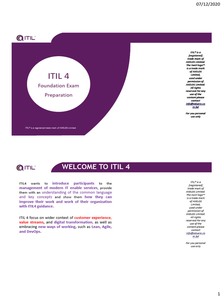 ITIL+4+Foundation+Exam+Preparation. With+Link | PDF | It Service ...