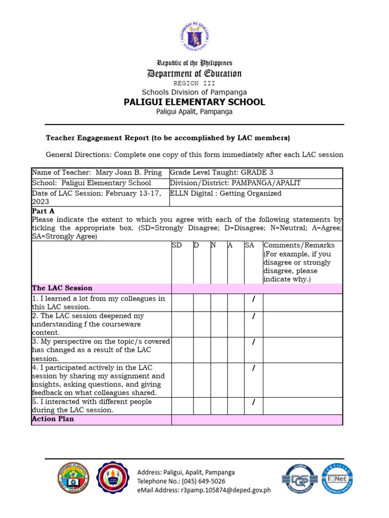 LAC1-Getting Organized MARY JOAN B. PRING Engagement Report | PDF ...