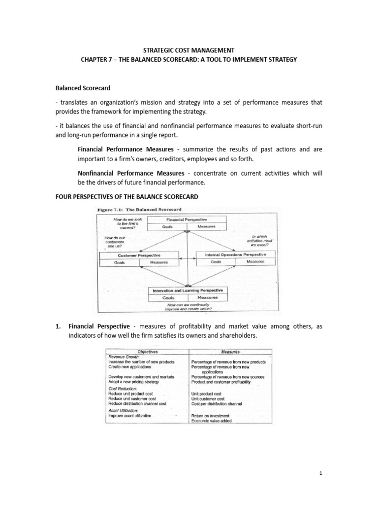 Chapter 7 THE BALANCED SCORECARD | PDF | Business | Long Run And Short Run