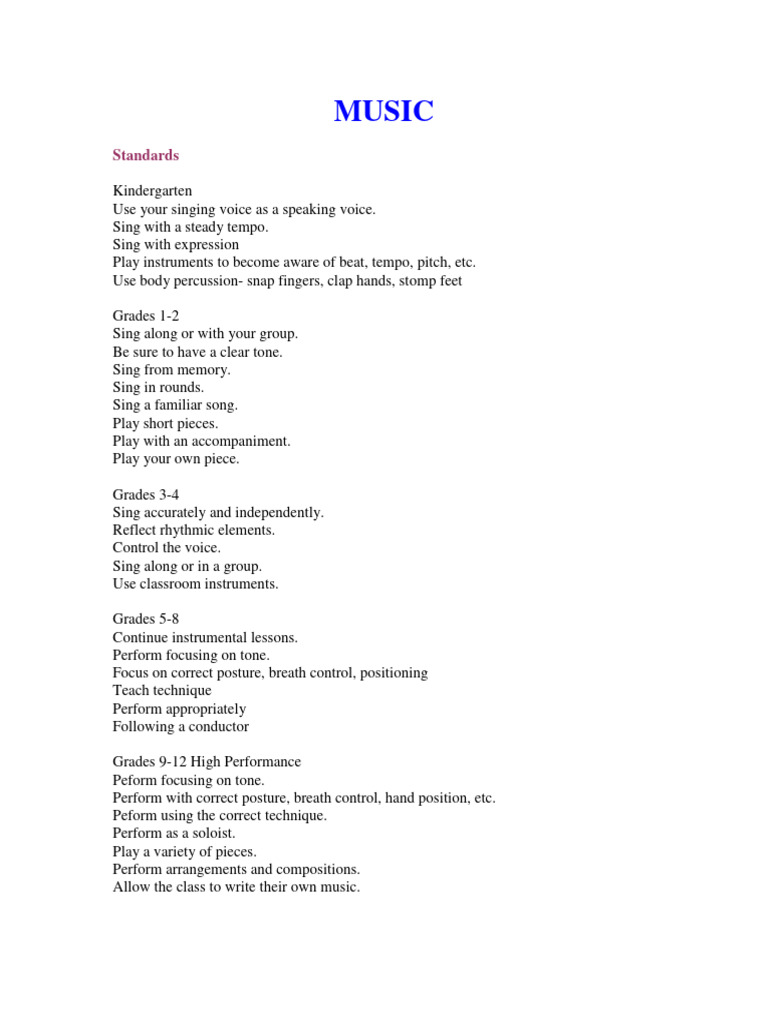 Music Standards Music Note Values Musical Instruments PDF | PDF | Clef ...