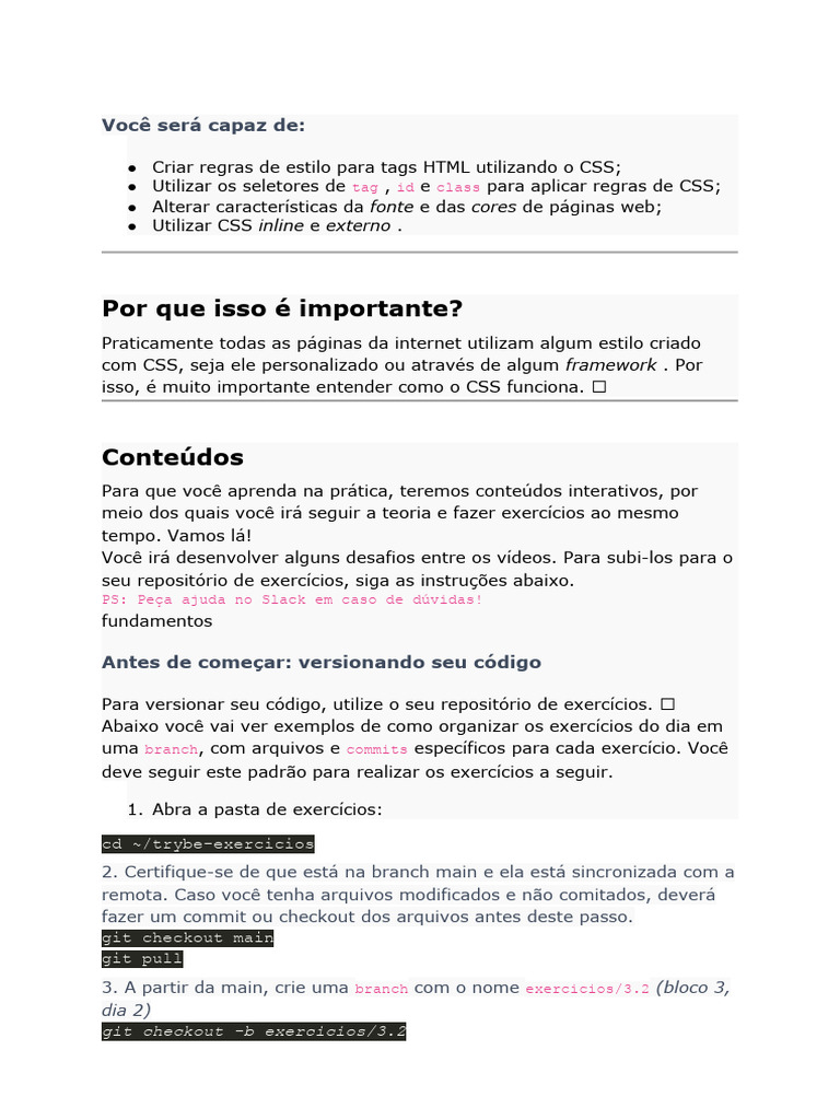 03.02 - HTML & CSS - Primeiros Passos No CSS | PDF | Html | Texto
