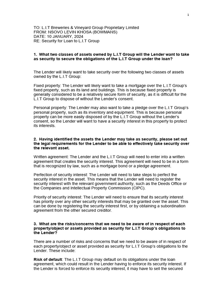 Task 1 General Finance | PDF | Loans | Security Interest