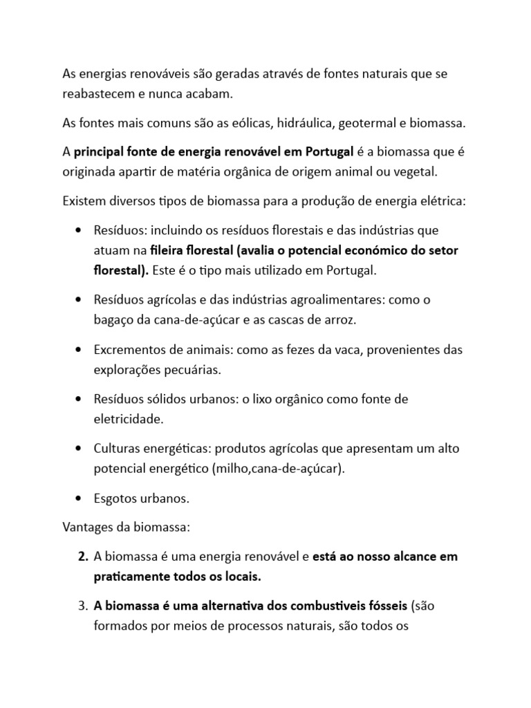 Energias Renováveis Geografia A | PDF | Biomassa | Biocombustível