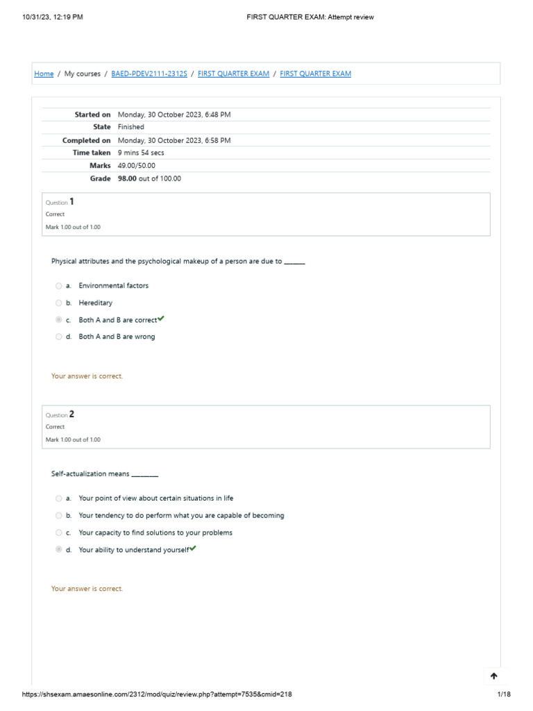 Pdev 1 | PDF | Adolescence | Self Concept