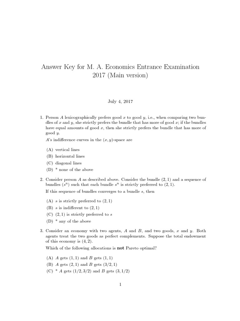 Dse 2017 | PDF | Mathematical Economics | Business Economics