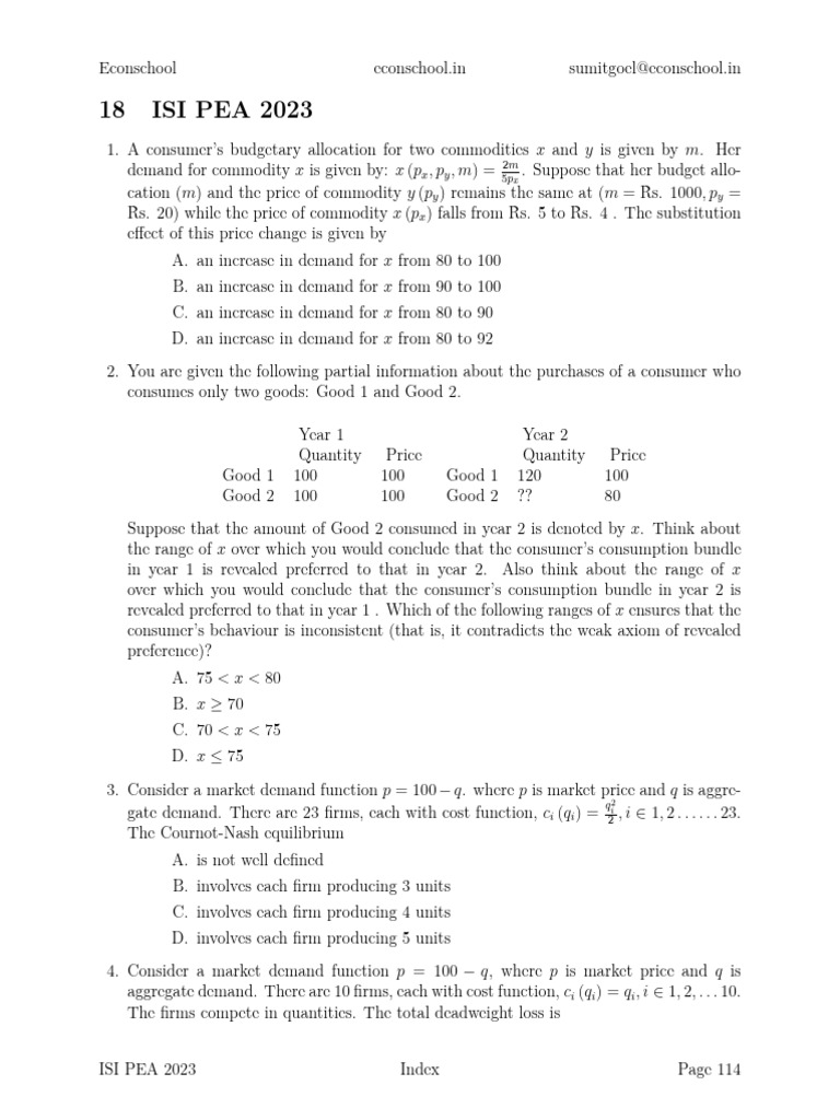 Isi Pea 2023 | PDF | Economic Equilibrium | Demand