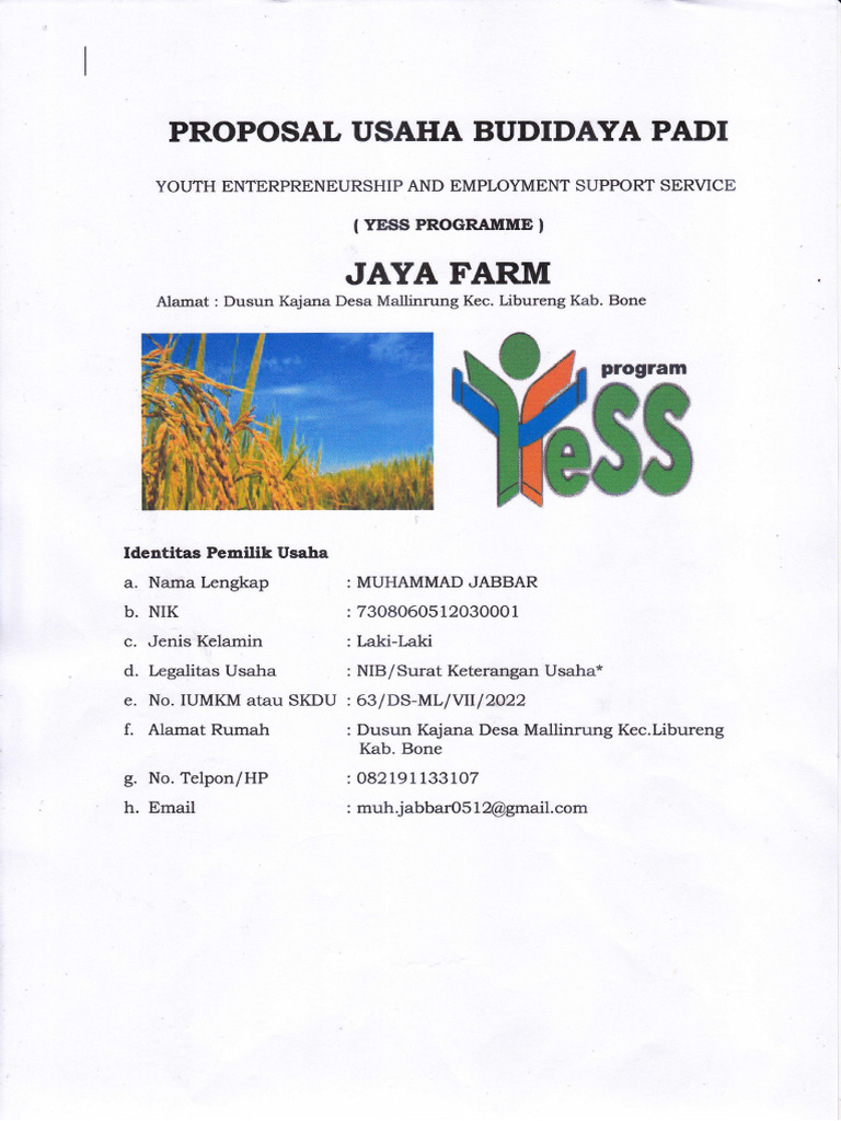 Proposal Budidaya Padi | PDF