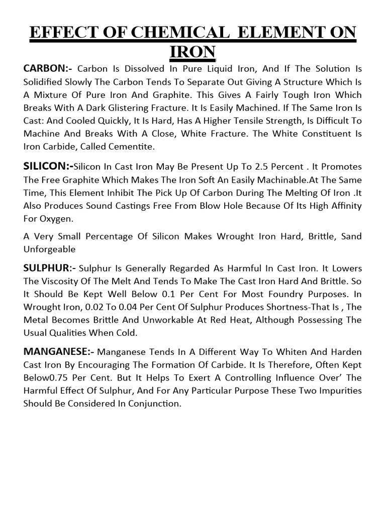 Chemical Effects on Iron Properties | PDF | Cast Iron | Iron