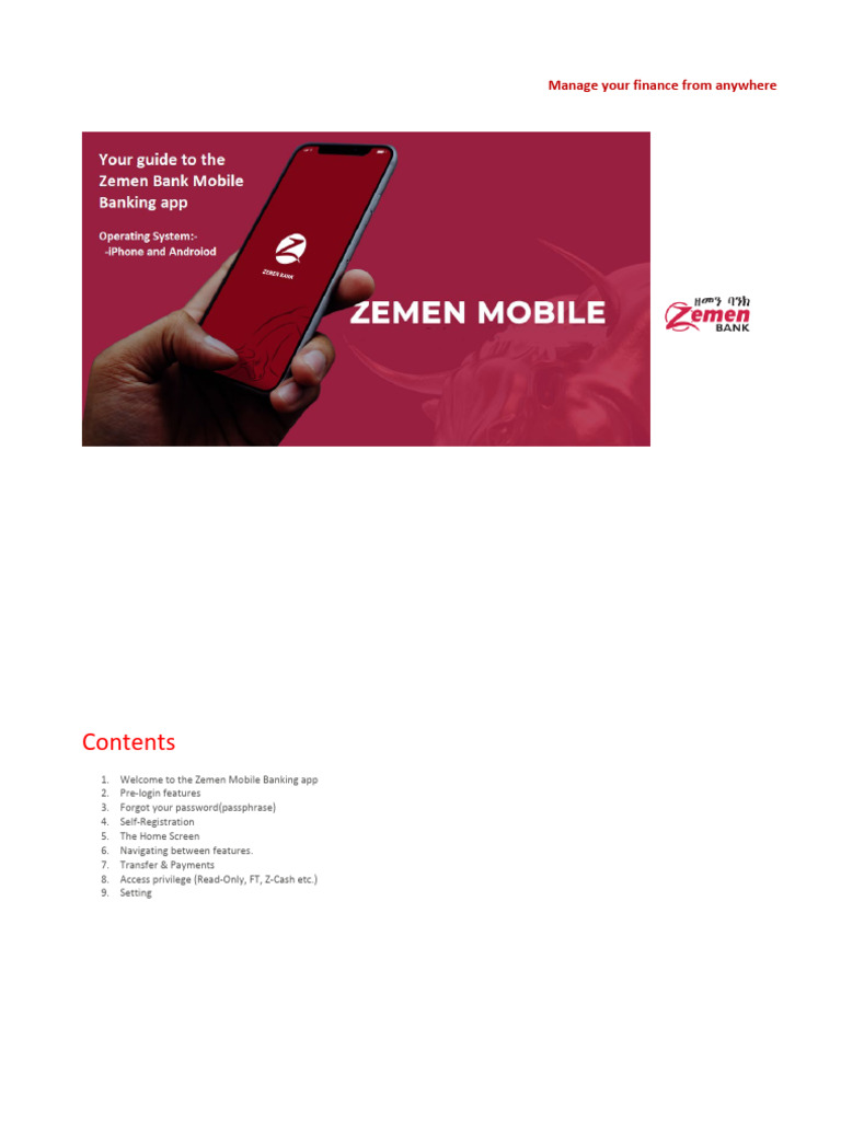 Guide To The Zemen Bank Mobile App | PDF | Password | Mobile App