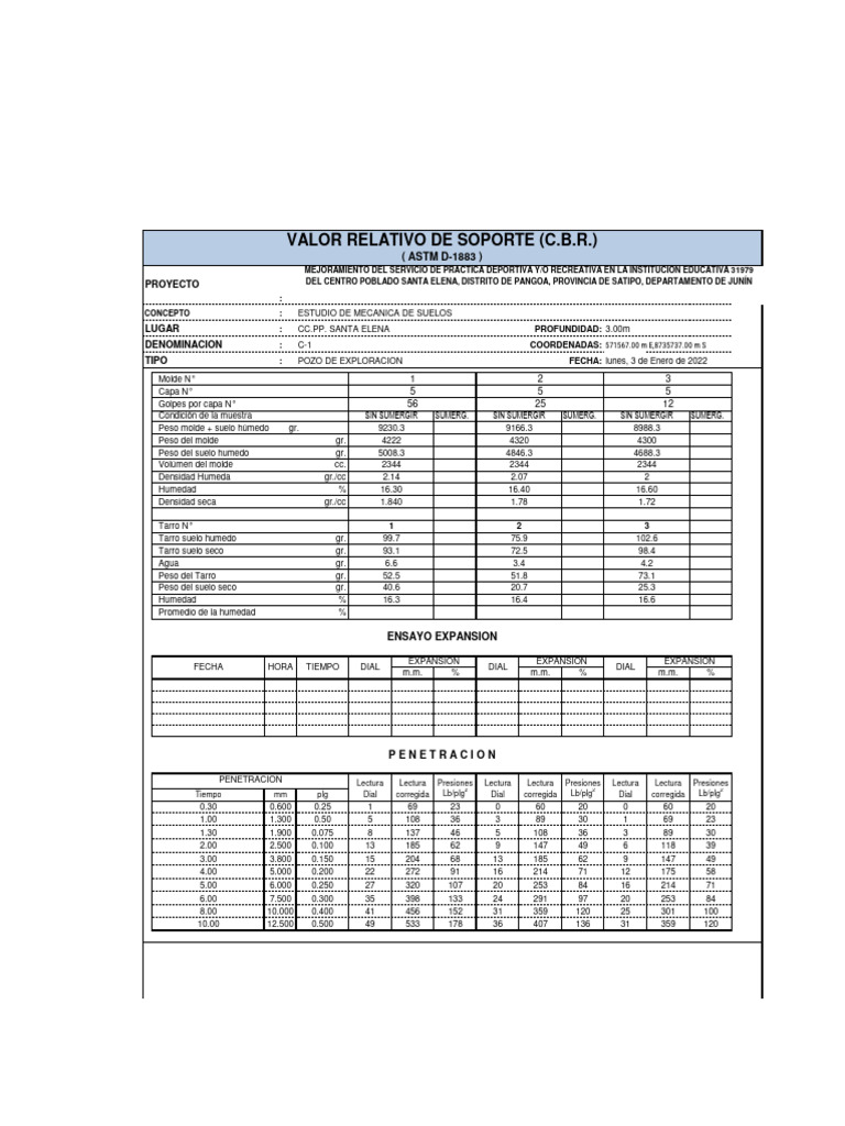 CBR C-1 | PDF | Mecánica de sólidos | Mecánica de suelos