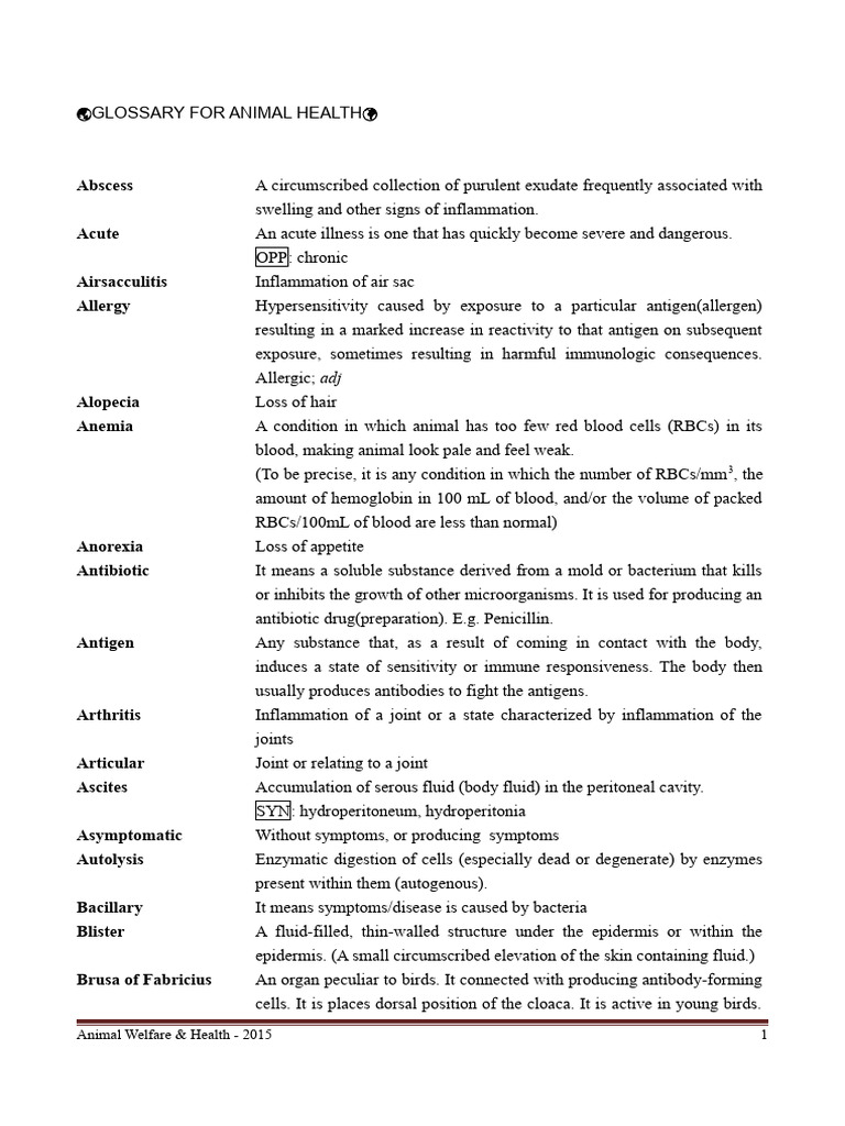 Animal Health and Welfare Module 1 | PDF | Inflammation | Edema