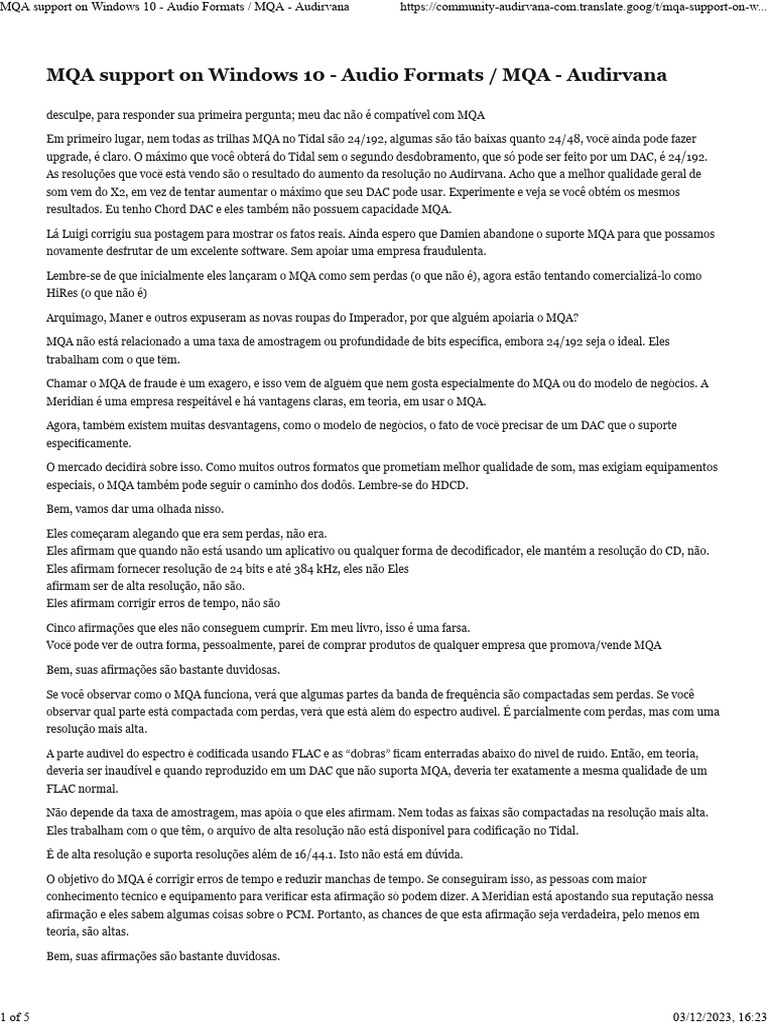 MQA Support On Windows 10 - Audio Formats - MQA - Audirvana | Download grátis PDF | Marketing ...