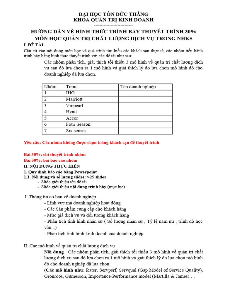 Huong Dan Thuyet Trinh Nhom 30% | PDF