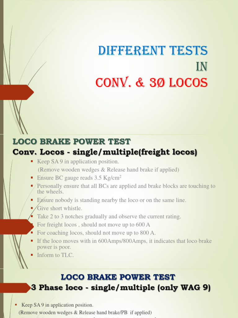 Locomotive TESTS | PDF | Train | Civil Engineering